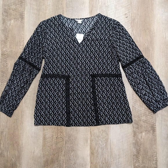 Cato | Tops | Cato Black And Gray Geometric Long Sleeve Top | Poshmark